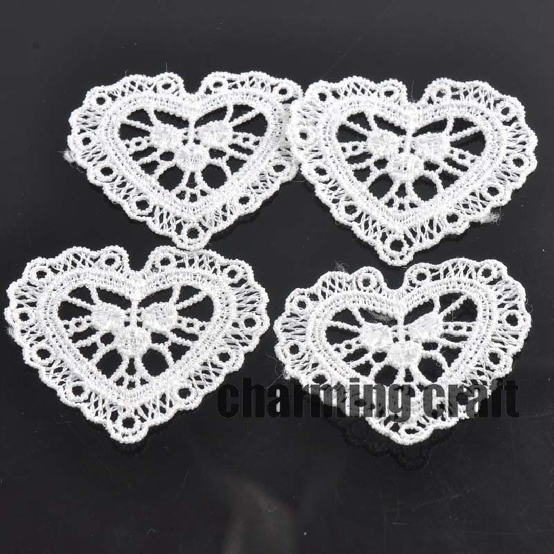 Heart Shaped Lace Applique White Lace Hearts Embellishments Heart ...