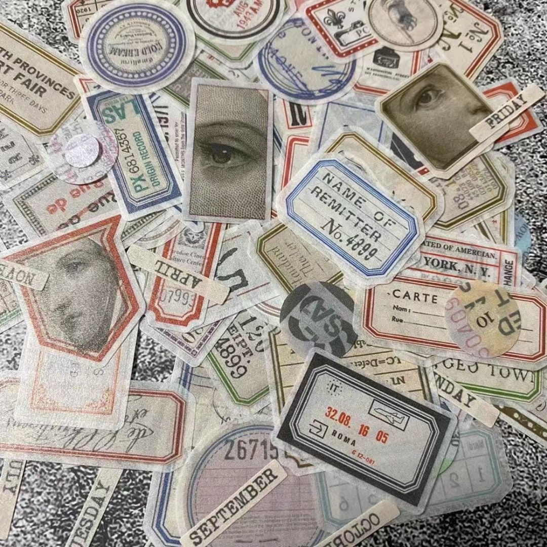 Vintage Washi Label Ticket Stickers Scrapbooking Kawaii Stickers Junk ...