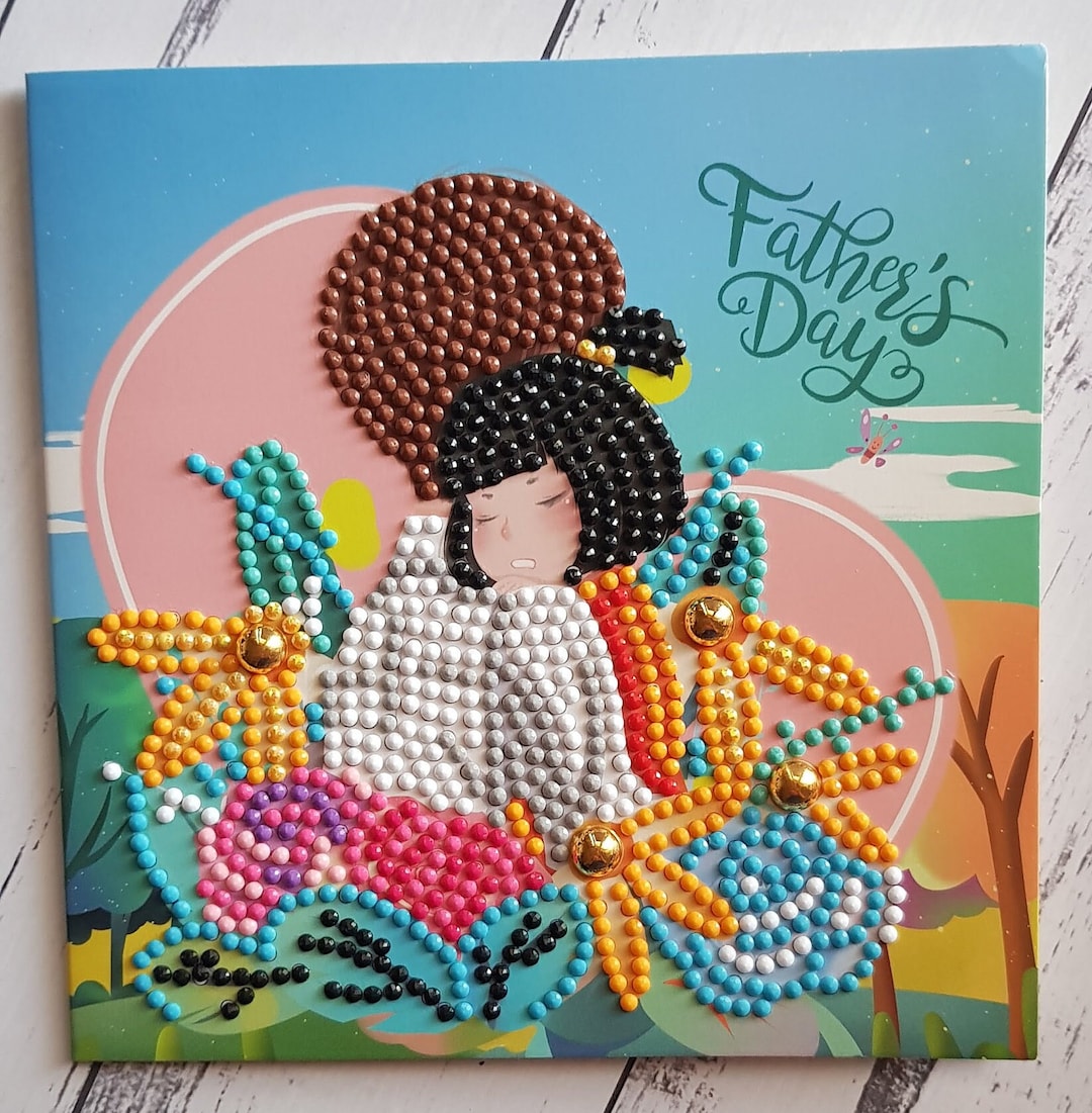 Fathers Day Greeting Card Luxury Diamond Art Card Completed Diamond ...