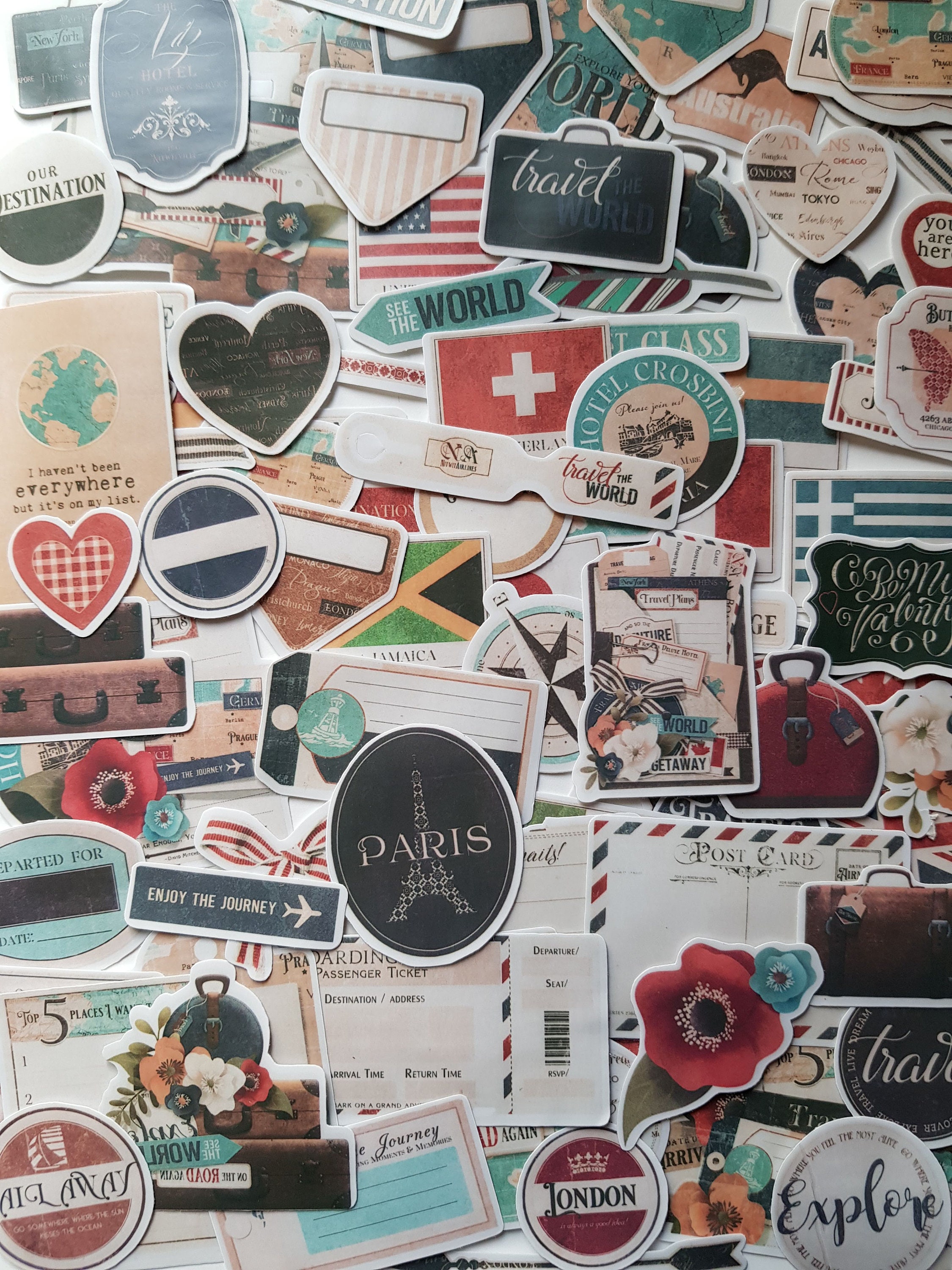 Vintage Travel Stickers, Retro Travel Stickers, Junk Journal Stickers ...