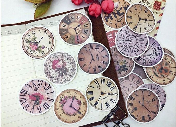 Vintage Clock Stickers Junk Journal Supplies Journals, Scrapbooking ...