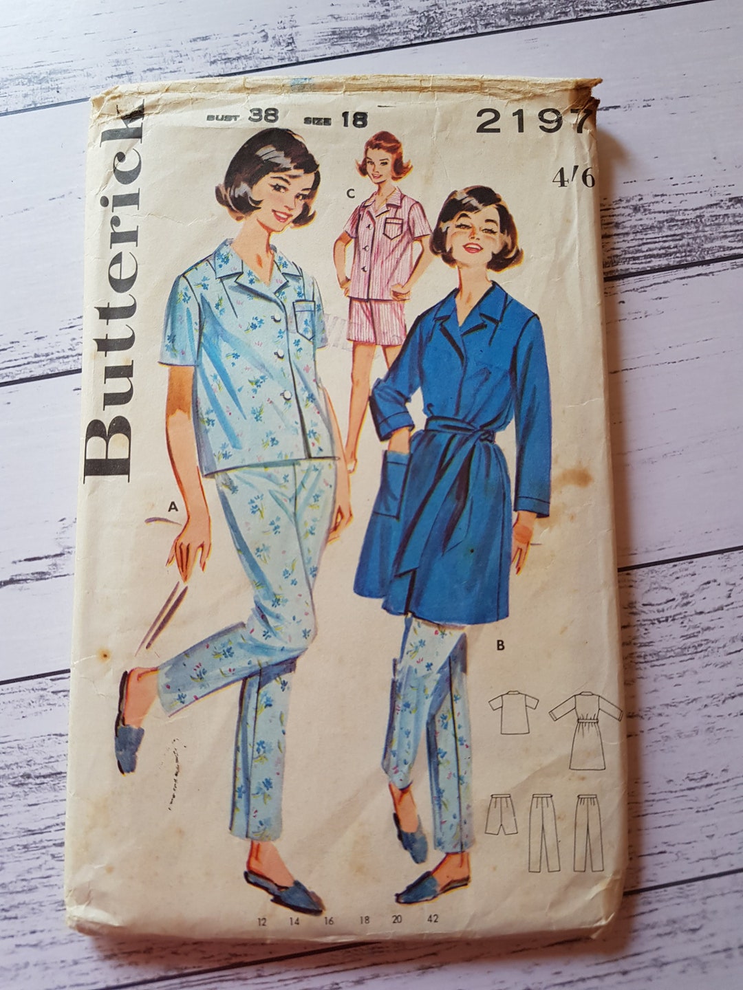 Butterick 2197 Sewing Pattern Misses Womens Sleepwear Pattern Size 18