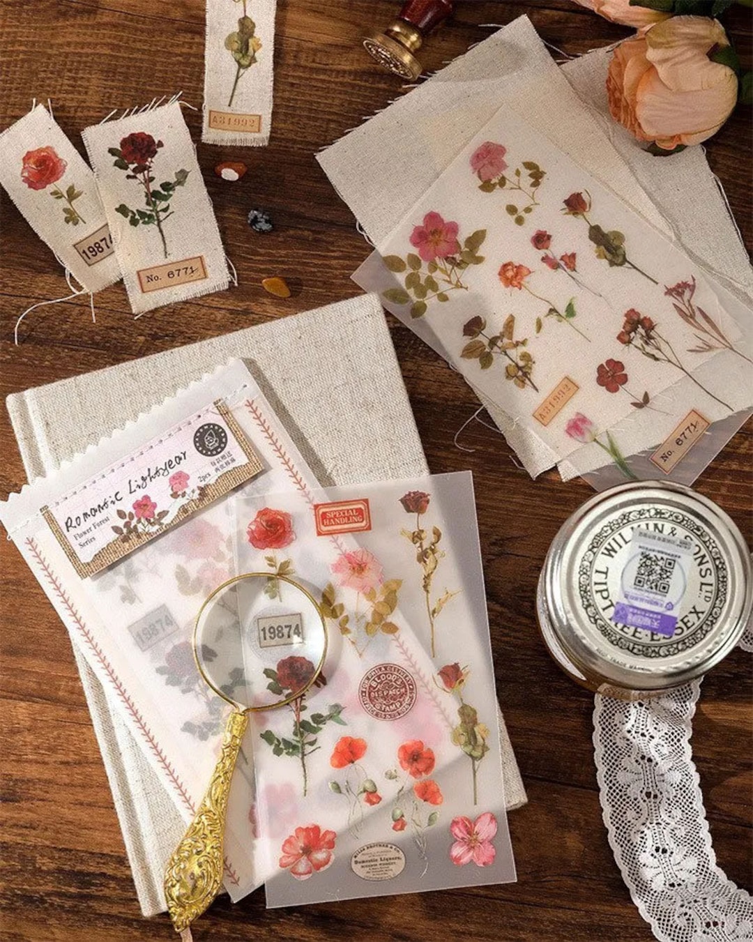 Floral Rub on Transfer Sticker Sheets Rub on Stickers Junk Journal ...