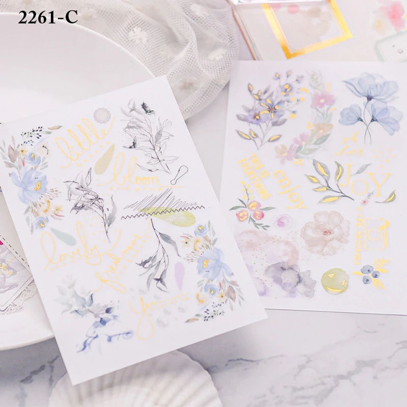 Gold Foil Rub on Transfer Sticker Sheets Rub on Stickers Junk Journal ...