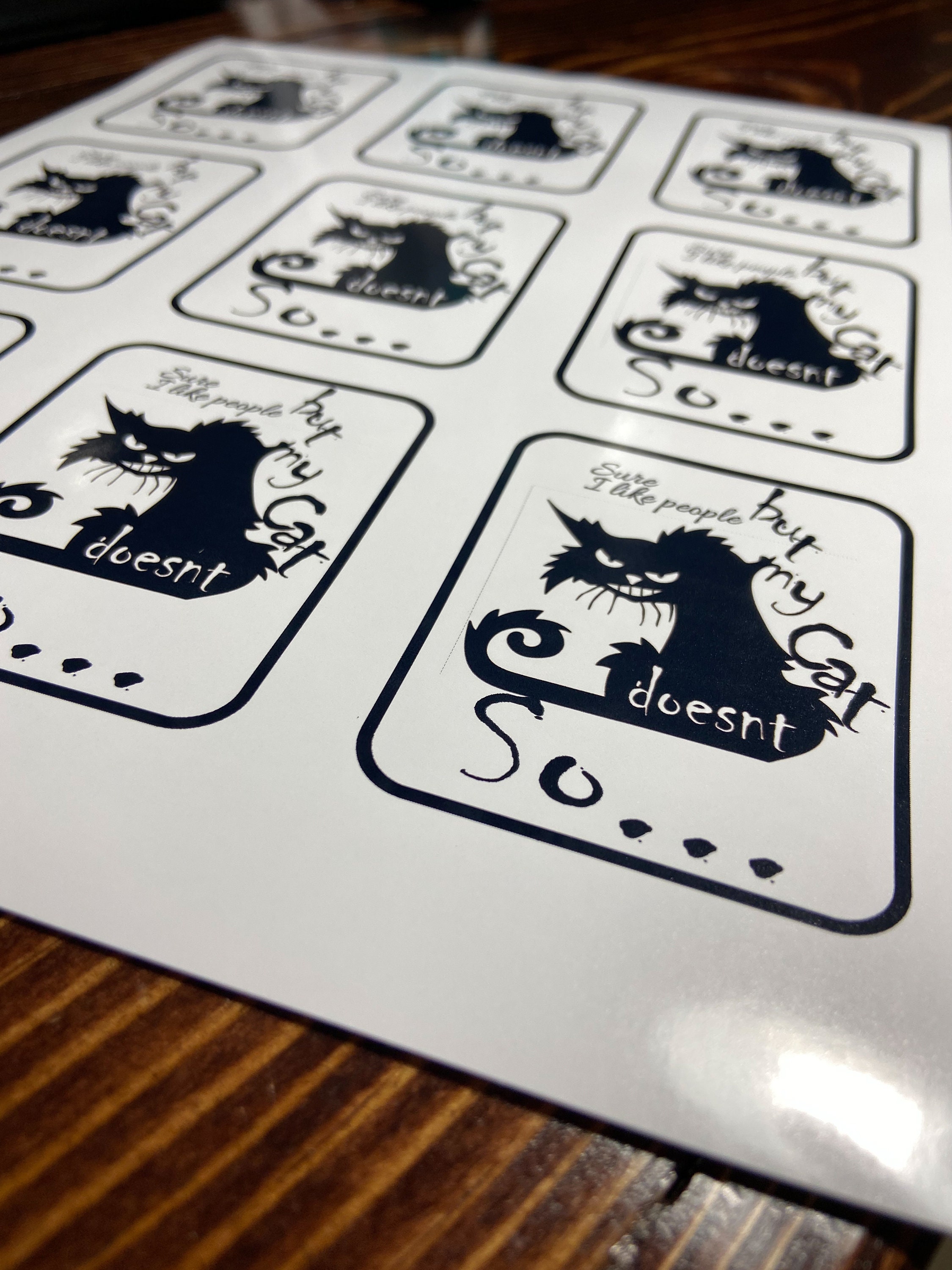 Black Cat Sticker for Cat Lovers Angry Cat Decal Great Cat Gift for ...