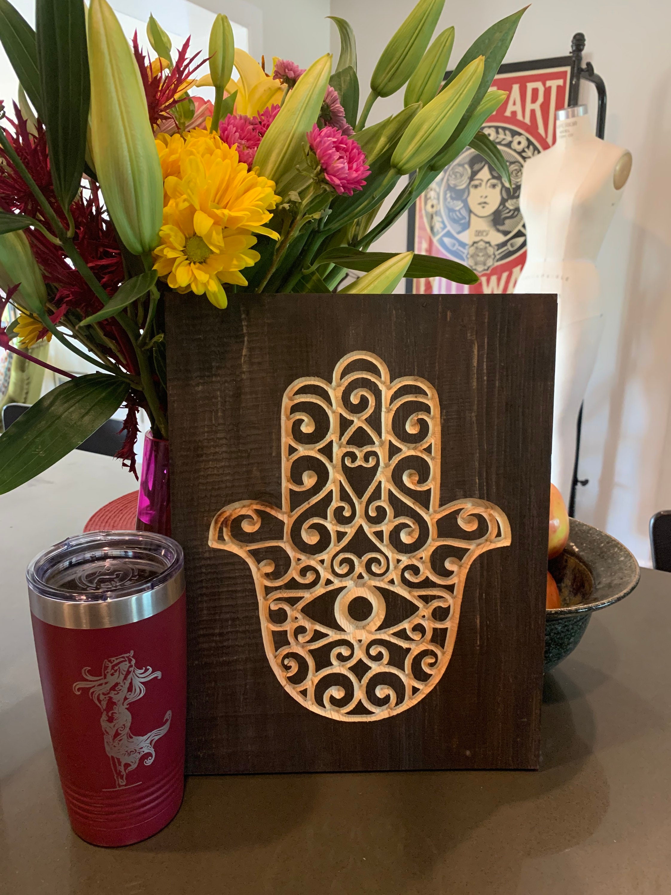 Hand of Fatima Wood Carving | Etsy