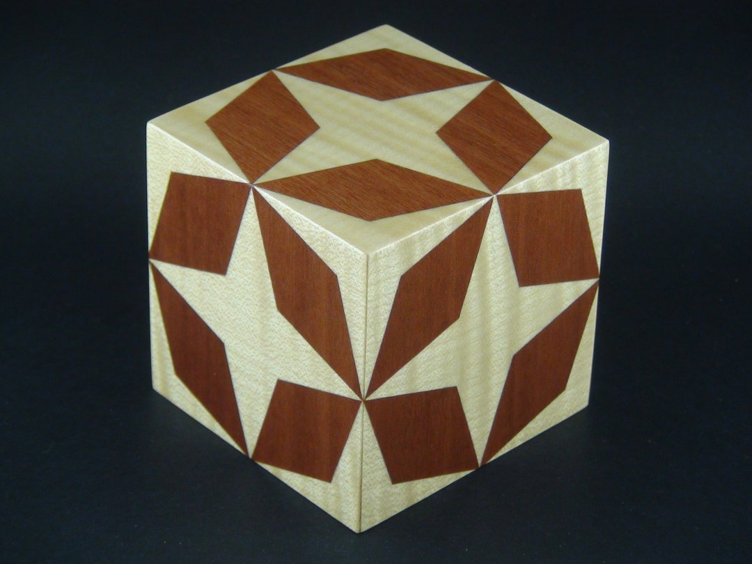 Music Cube – 3D Patterns Marquetry Inlay Music Box, Handcrafted Music ...