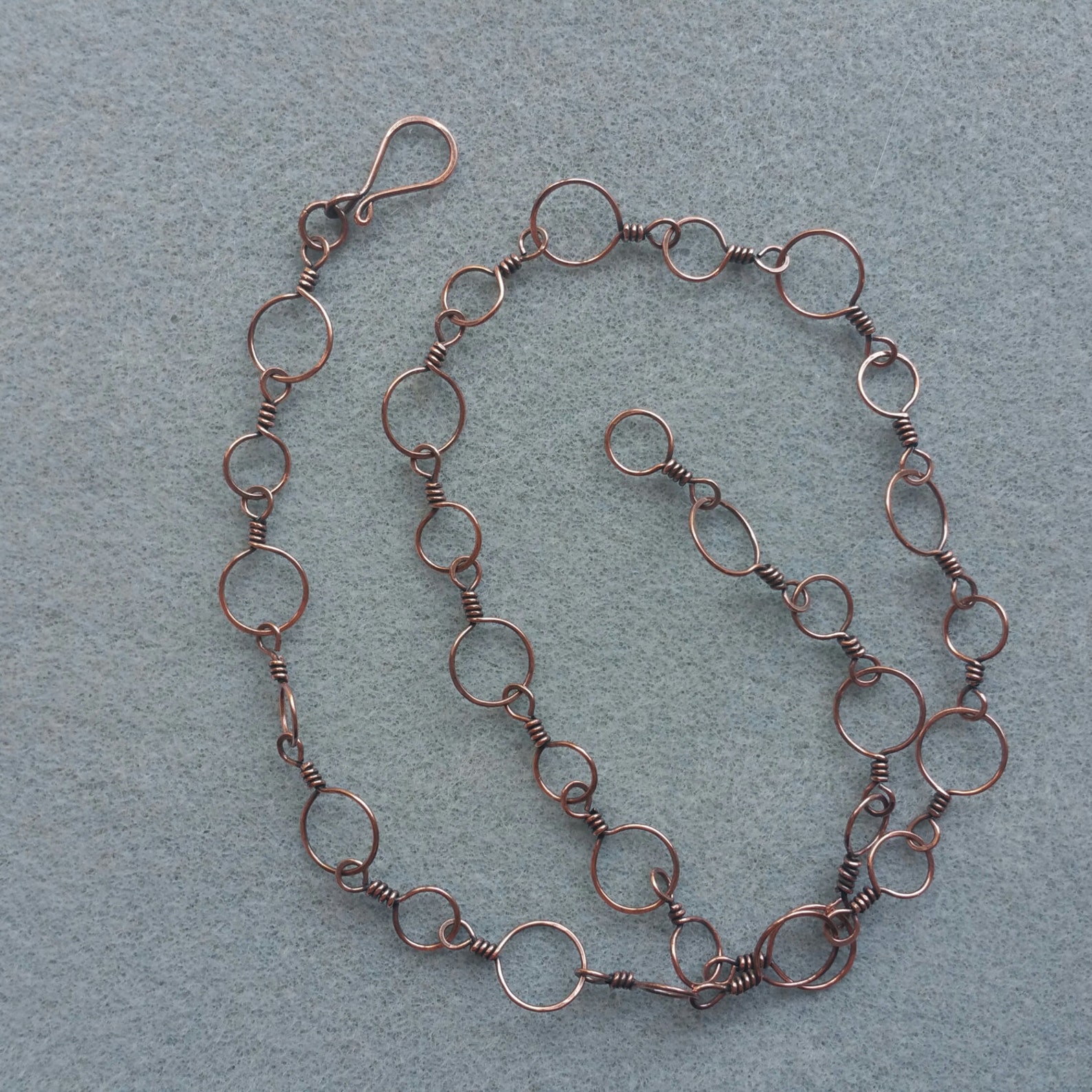 Wire Wrapped Chain, Solid Copper, Anniversary Chain, Hand Made. - Etsy