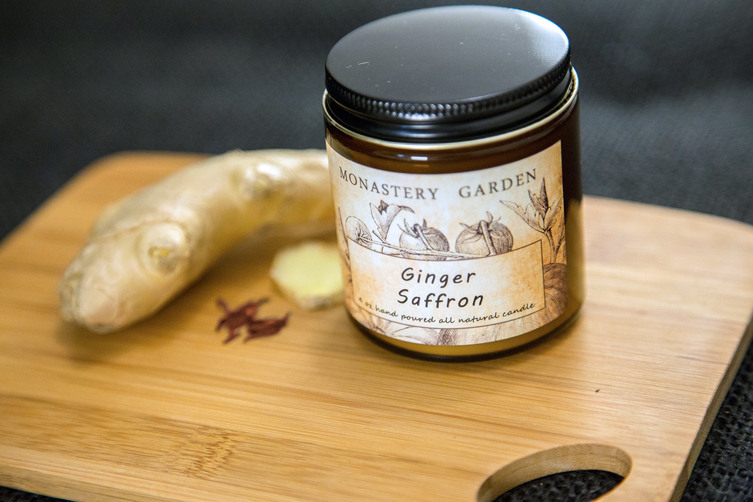 4 Oz GINGER SAFFRON Scented Soy Candle, Natural Wax Candle, Soy Candles ...