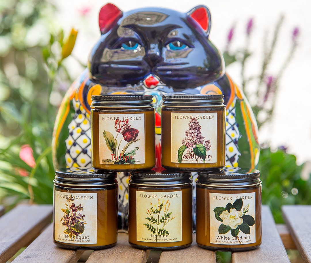 Soy Gift Candle Set of Five Floral Scented Soy Candles, Wedding Gift, 4 ...