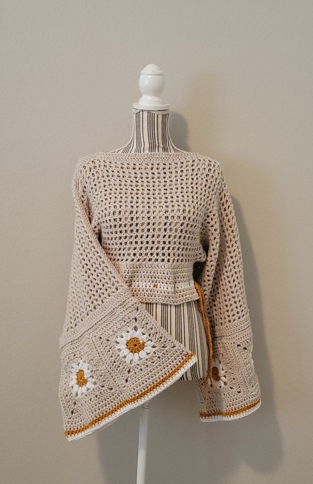 Halter, Crop Top, Crochet, Handmade, Boho, Lolita, Mori, Kei, Kawaii ...