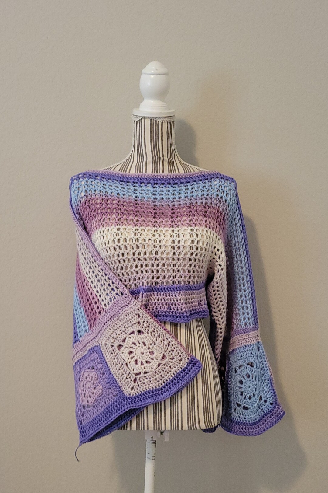 Halter, Crop Top, Crochet, Handmade, Boho, Lolita, Mori, Kei, Kawaii ...
