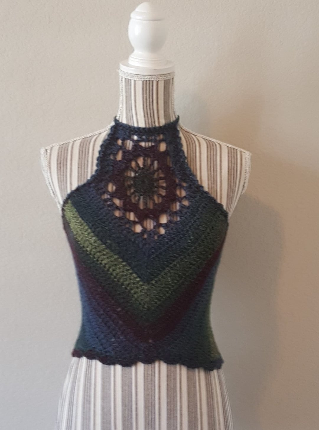 Halter, Crop Top, Crochet, Handmade, Boho, Lolita, Mori, Kei, Kawaii ...
