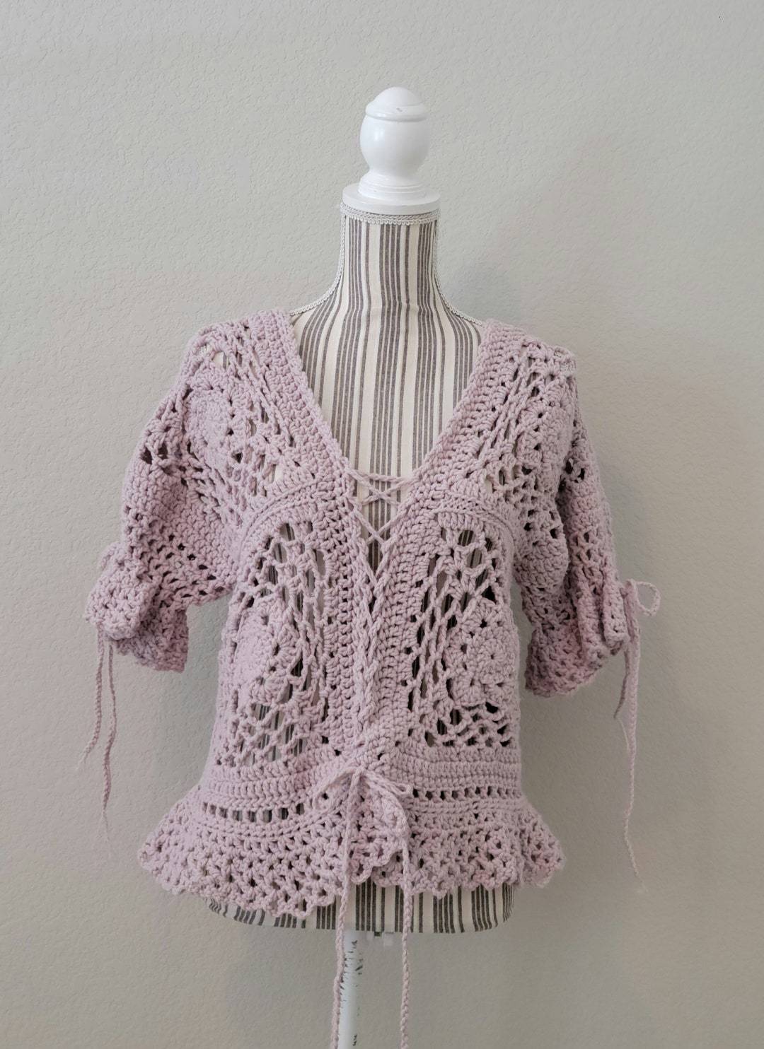 Sweater, Blouse, Crochet, Handmade, Boho, Lolita, Mori, Kei, Kawaii ...