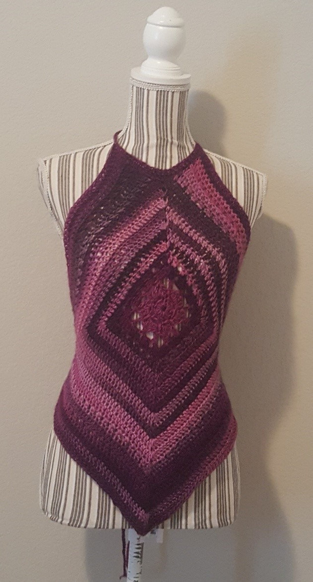 Halter, Crop Top, Crochet, Handmade, Boho, Lolita, Mori, Kei, Kawaii ...