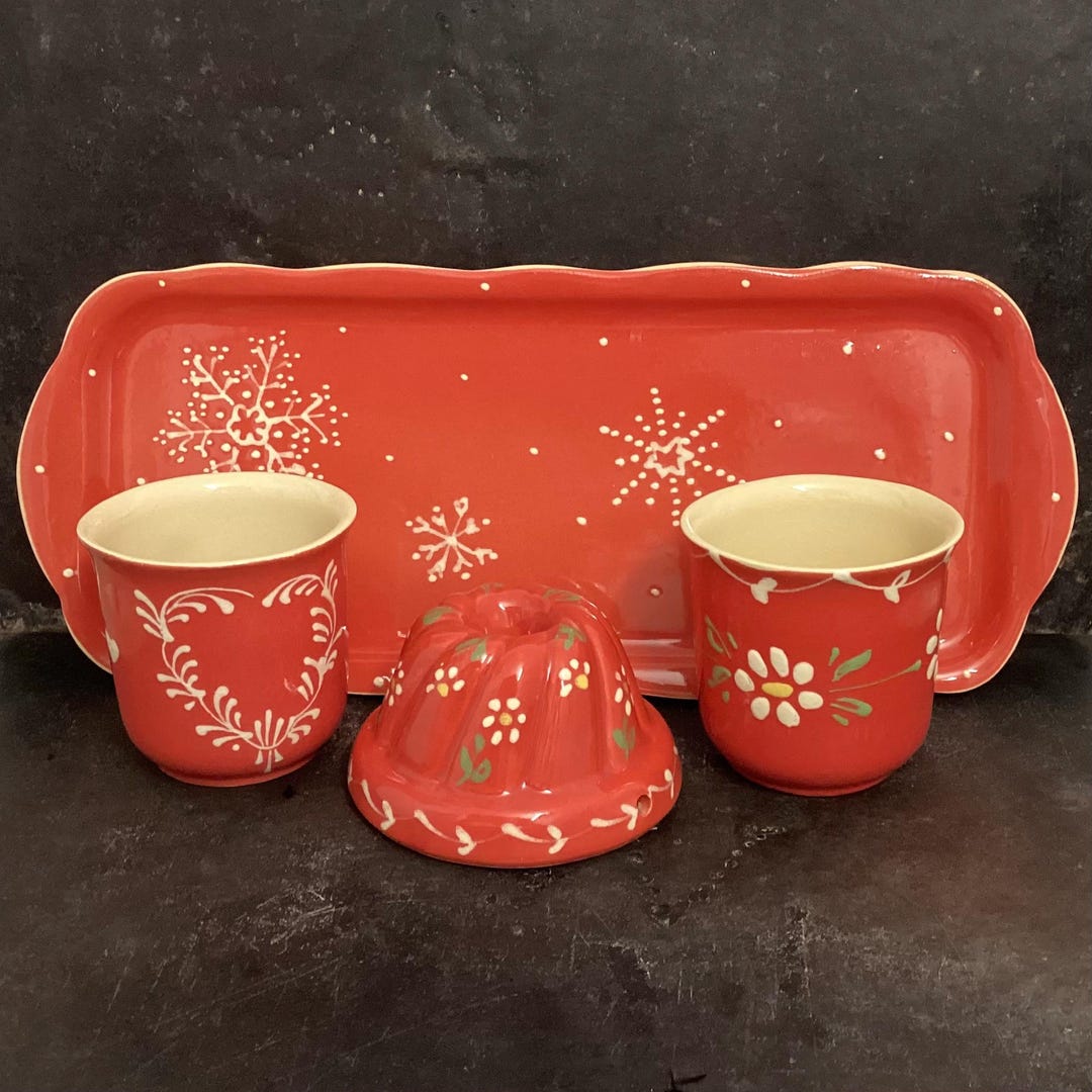 Potteries Alsace Set Plate Bundt Form 2 Mugs French Country Ceramic - Etsy