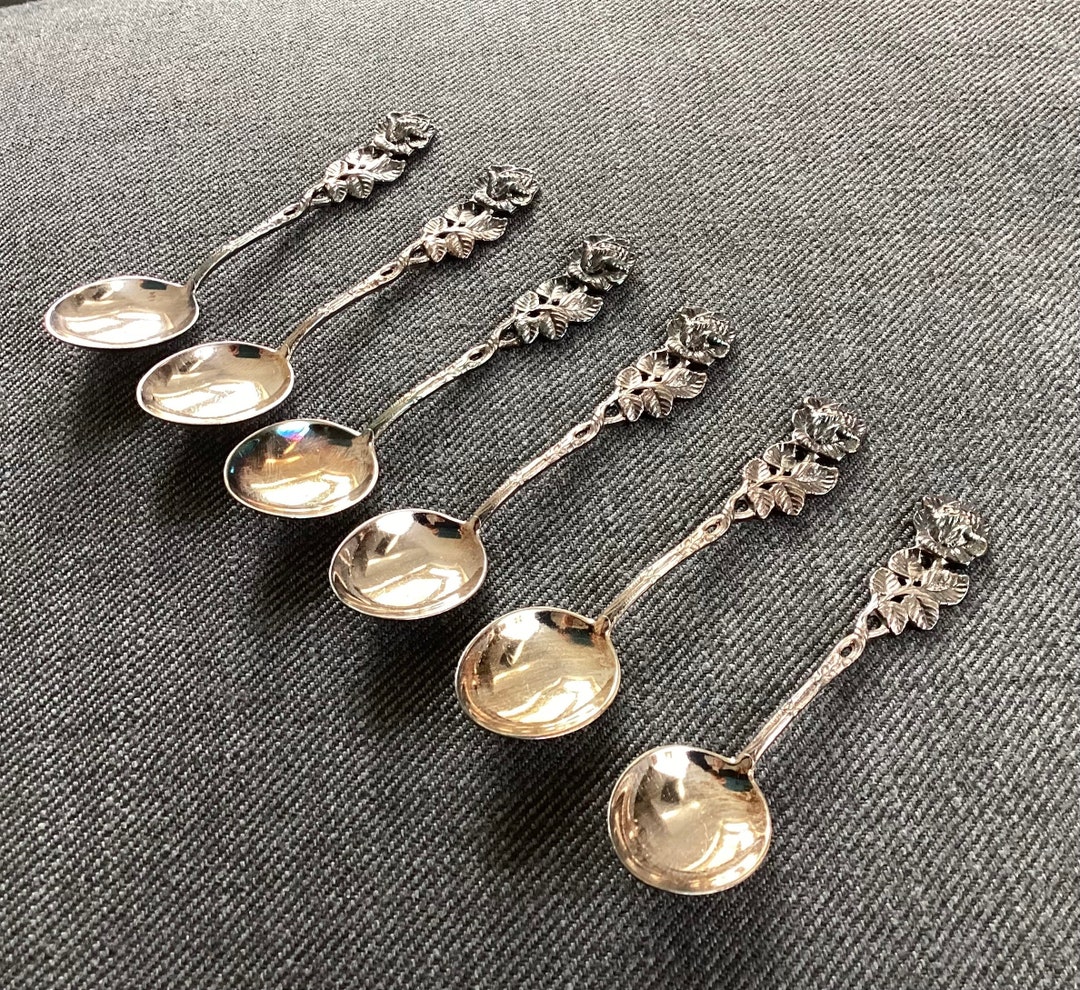 Antique Mocha Spoons, Hildesheim Rose, Set for 6, Silver Plate 100 ...