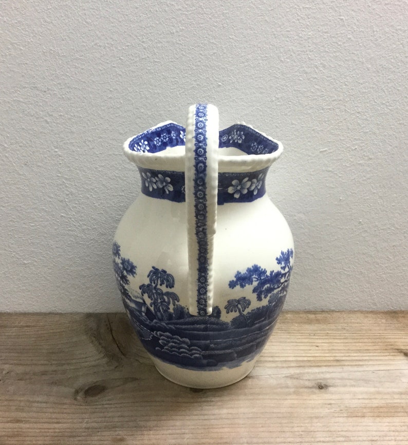 Pitcher Jug Antique Spode Blue Tower English Country Cottage Farmhouse ...