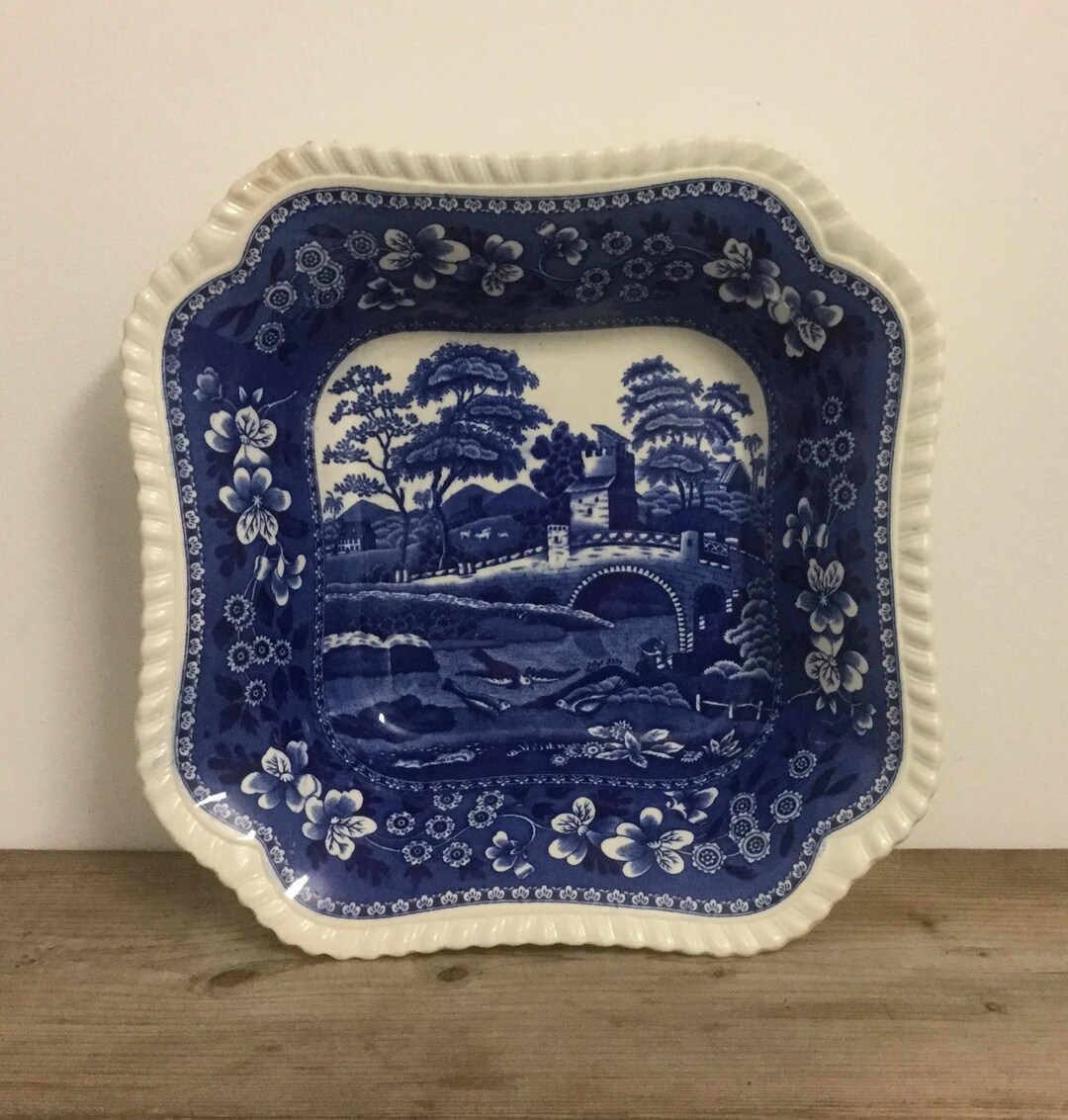 Antique Copeland Spode Tower Blue & White Square Bowl - English ...