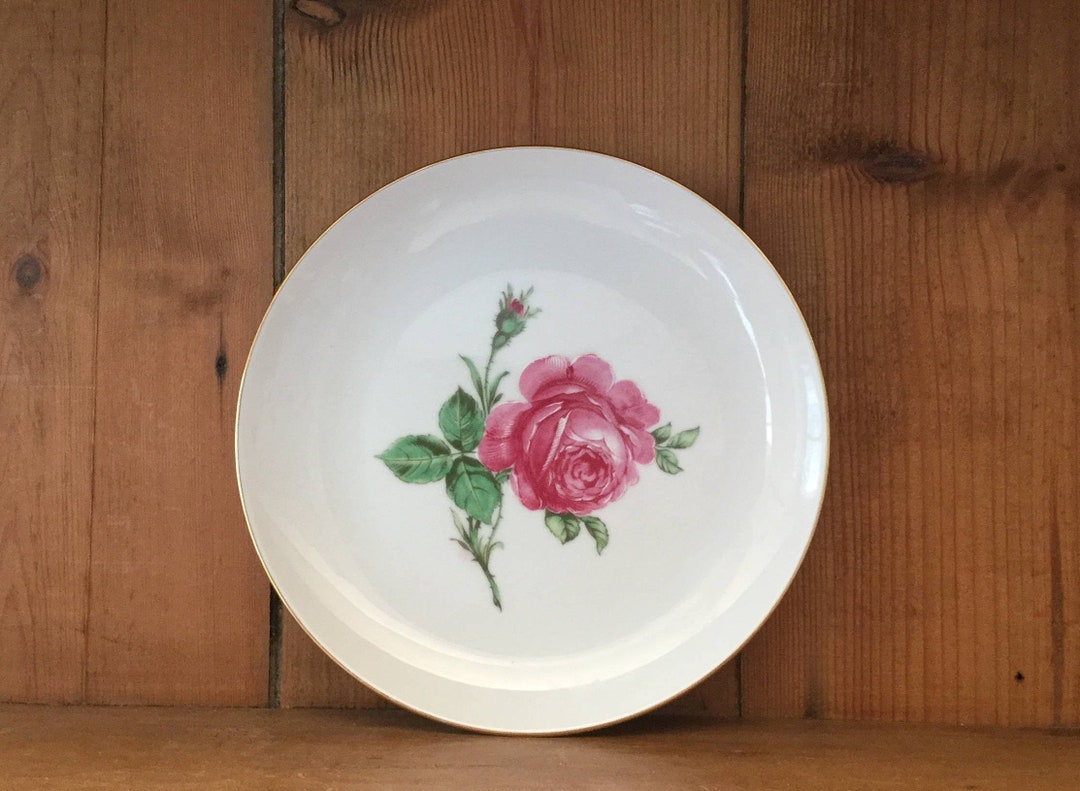 Pink Roses Vintage Porcelain Plate Country Cottage Decor - Etsy