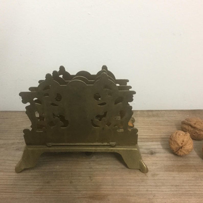Letter Rack Desk Tidy Brass Ornate Table Top Display Gift for Secretary ...