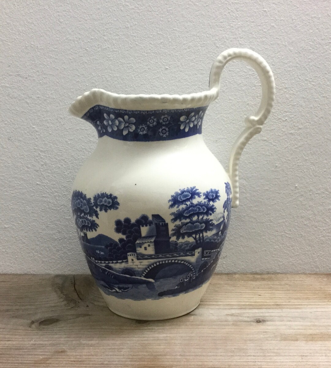 Pitcher Jug Antique Spode Blue Tower English Country Cottage Farmhouse ...