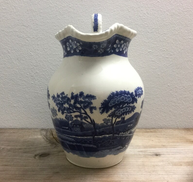 Pitcher Jug Antique Spode Blue Tower English Country Cottage Farmhouse ...