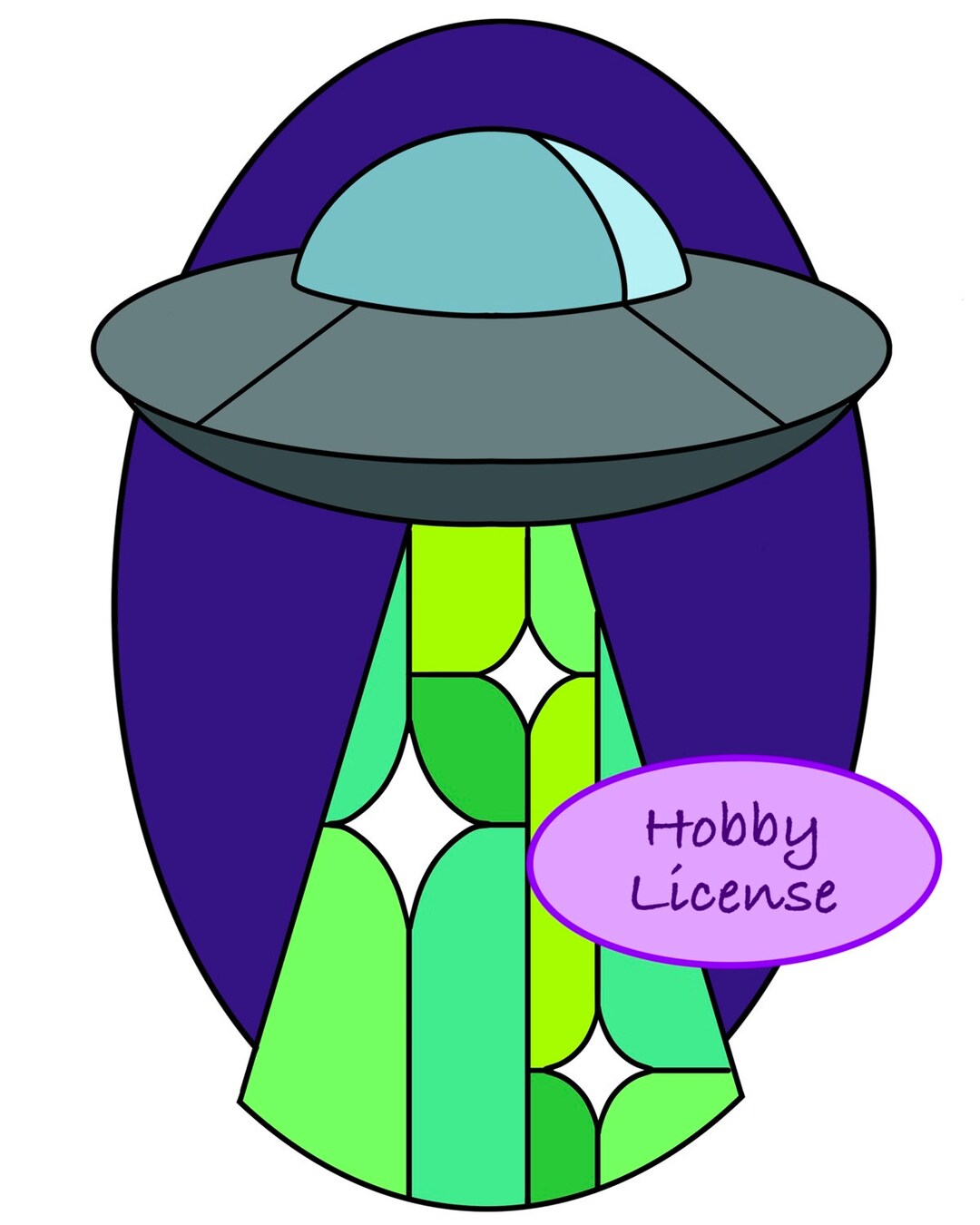 UFO Stained Glass Pattern - Etsy