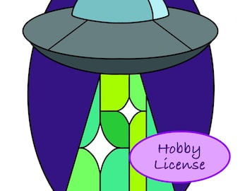 Alien Spaceship Stained Glass Pattern | UFO | DIGITAL Download ...