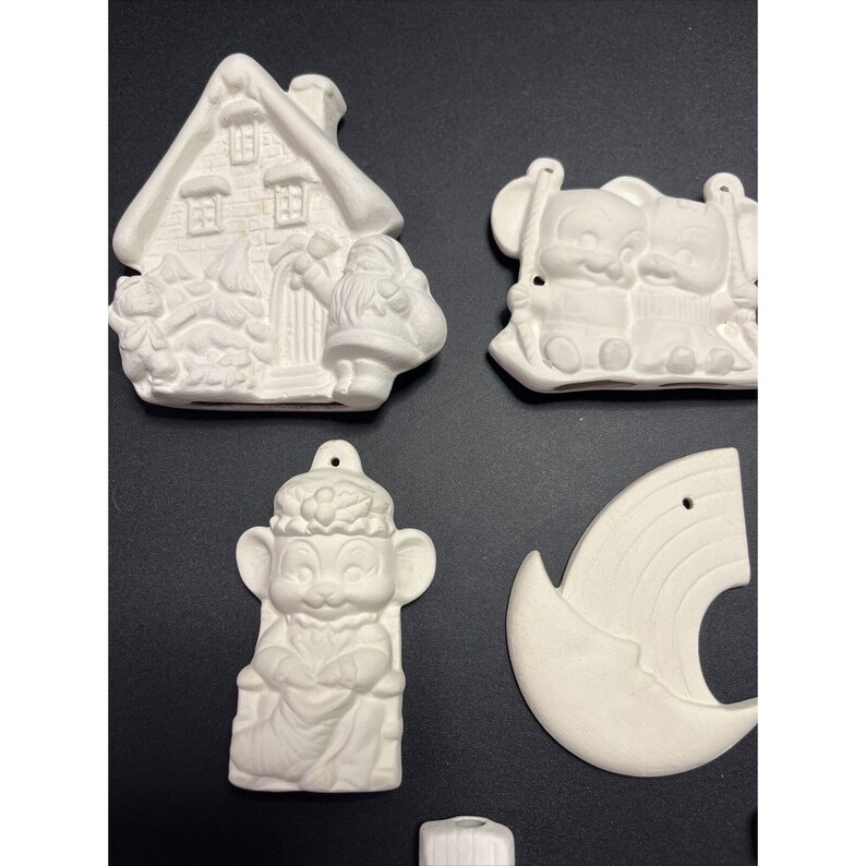 Vintage Ready to Paint 3D Christmas Ornaments Lot of 8 Mice Mouse House Plaster - Etsy