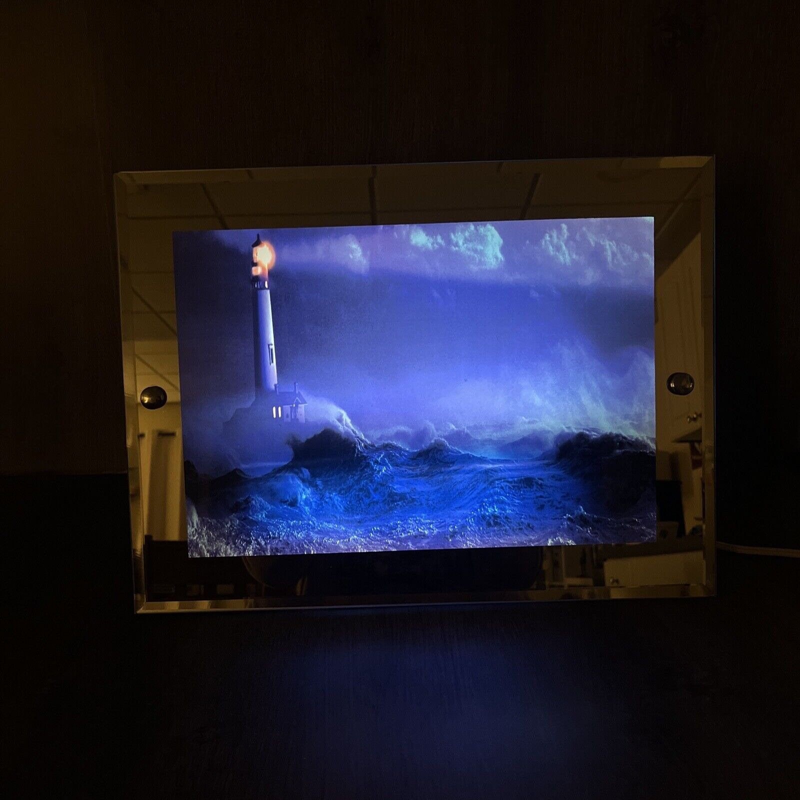 Mirror Framed Light up Lighthouse Picture Box Motion & Sound Table or ...