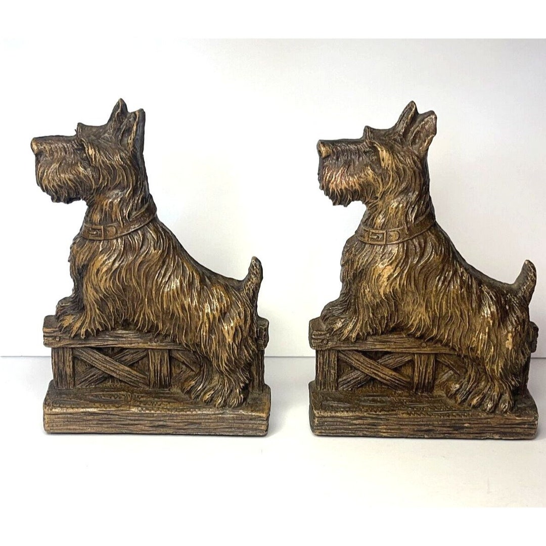 Scottie Dog Bookends Set 2 Composite Scottish Terrier Figures MCM ...