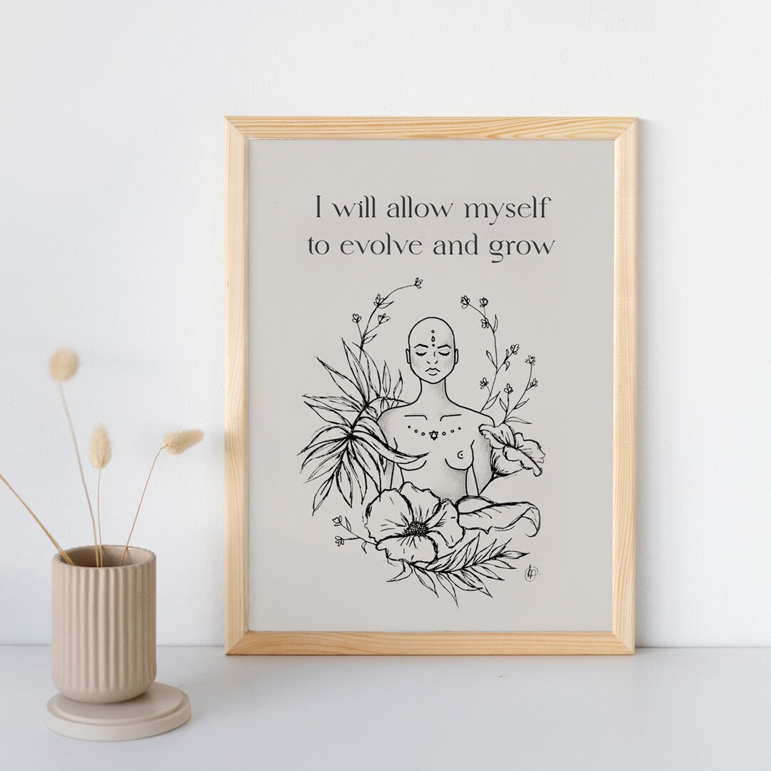 Art Print of Unique Drawing Spiritual Quote Poster ZEN i Allow Myself ...