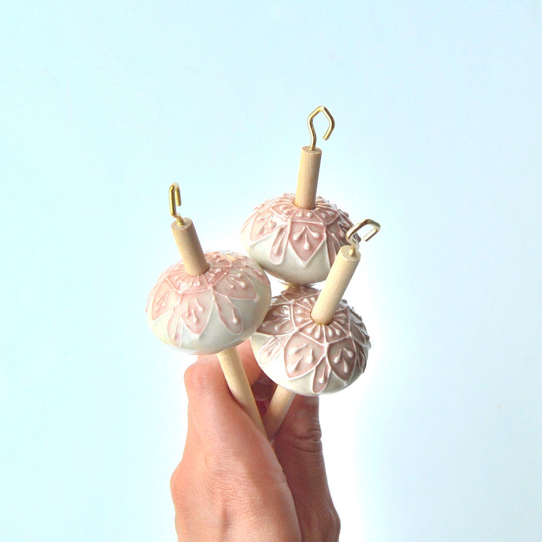 Pink Blush Ceramic Drop Spindle, Top Whorl Drop Spindle, Hand Spinning ...