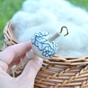 Blue Blossoms Ceramic Drop Spindle Top Whorl Drop Spindle - Etsy