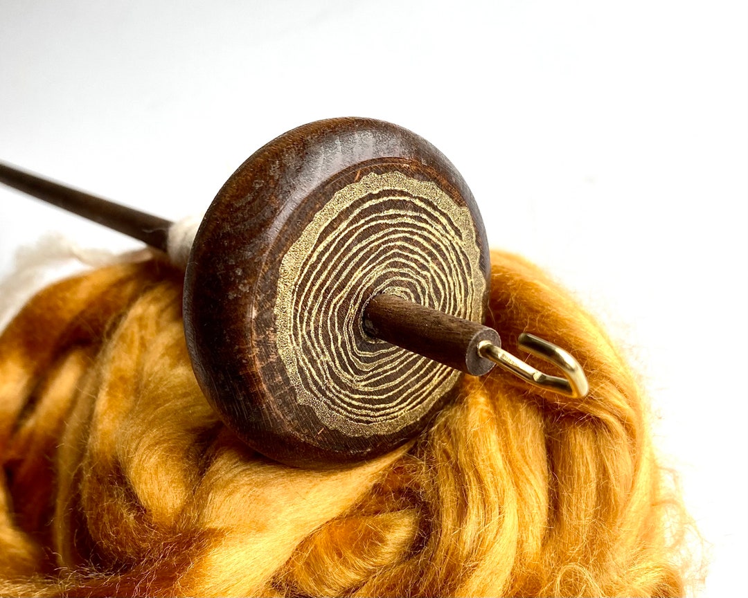 Golden Rings Wooden Drop Spindle, Top Whorl Drop Spindle, Wood Drop ...