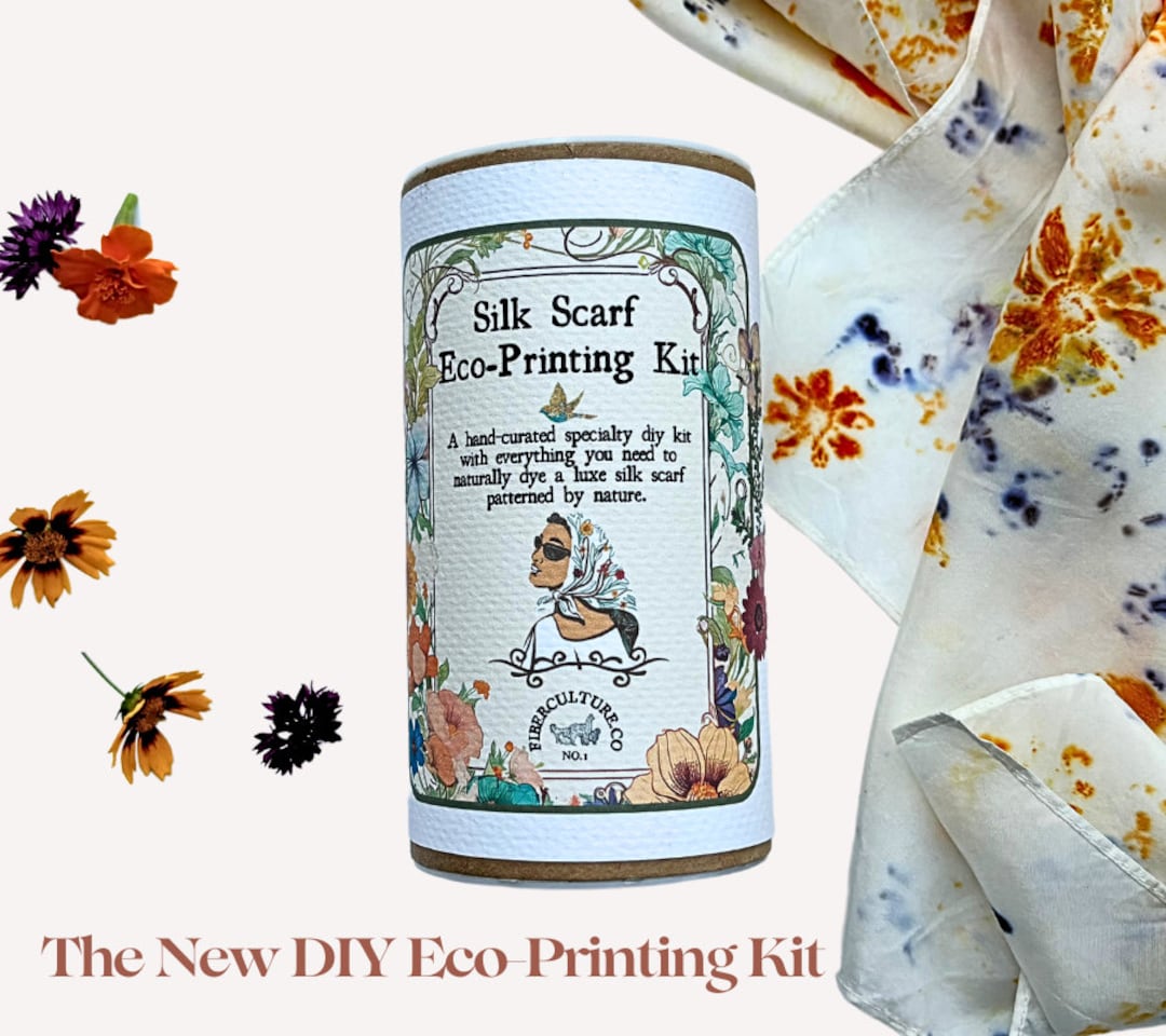 DIY Flower Eco-print Silk Scarf Kit, Beginner Natural Dye Kit, Natural ...