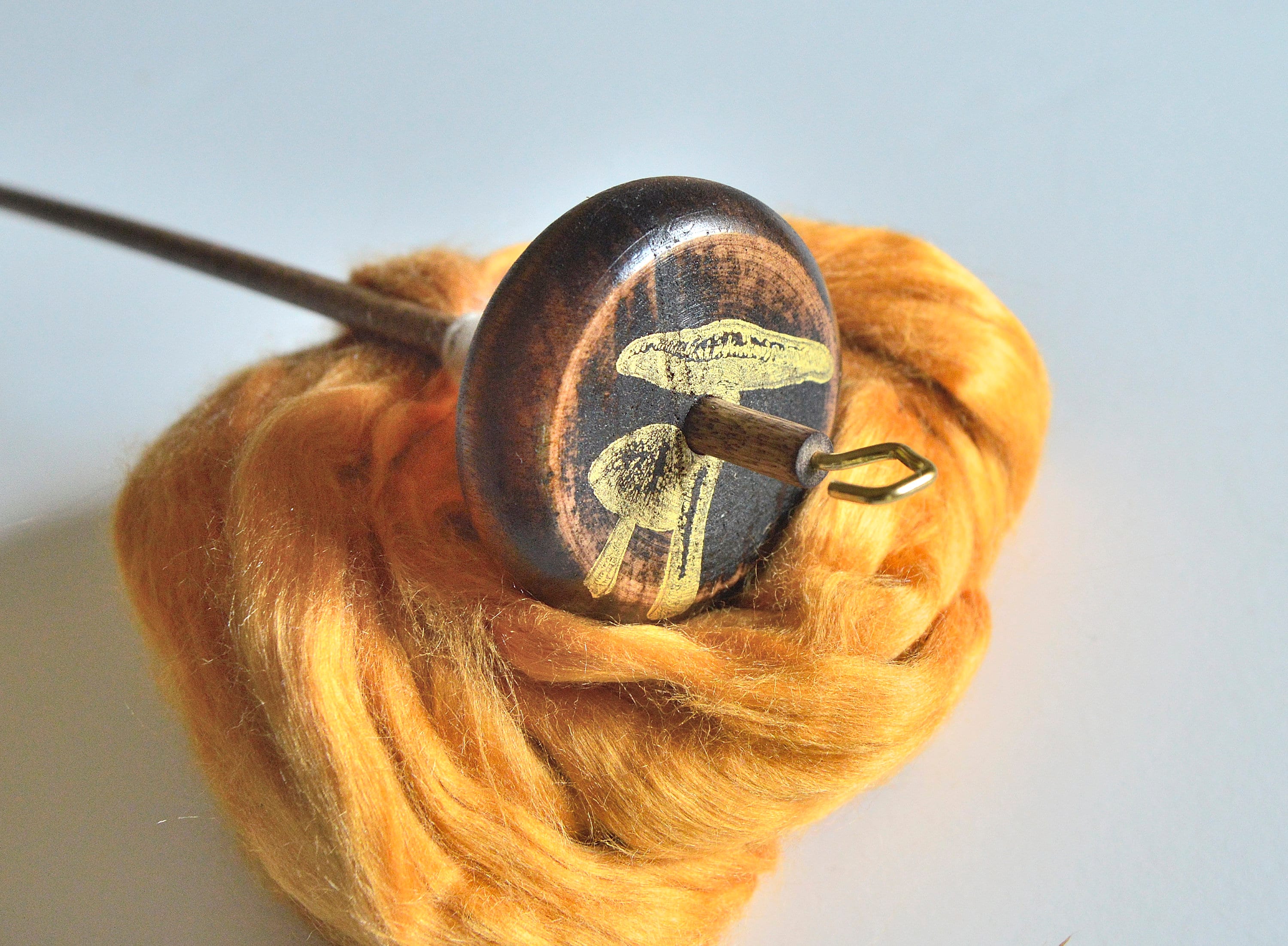 Golden Mushrooms Wooden Drop Spindle, Top Whorl Drop Spindle, Wood Drop ...
