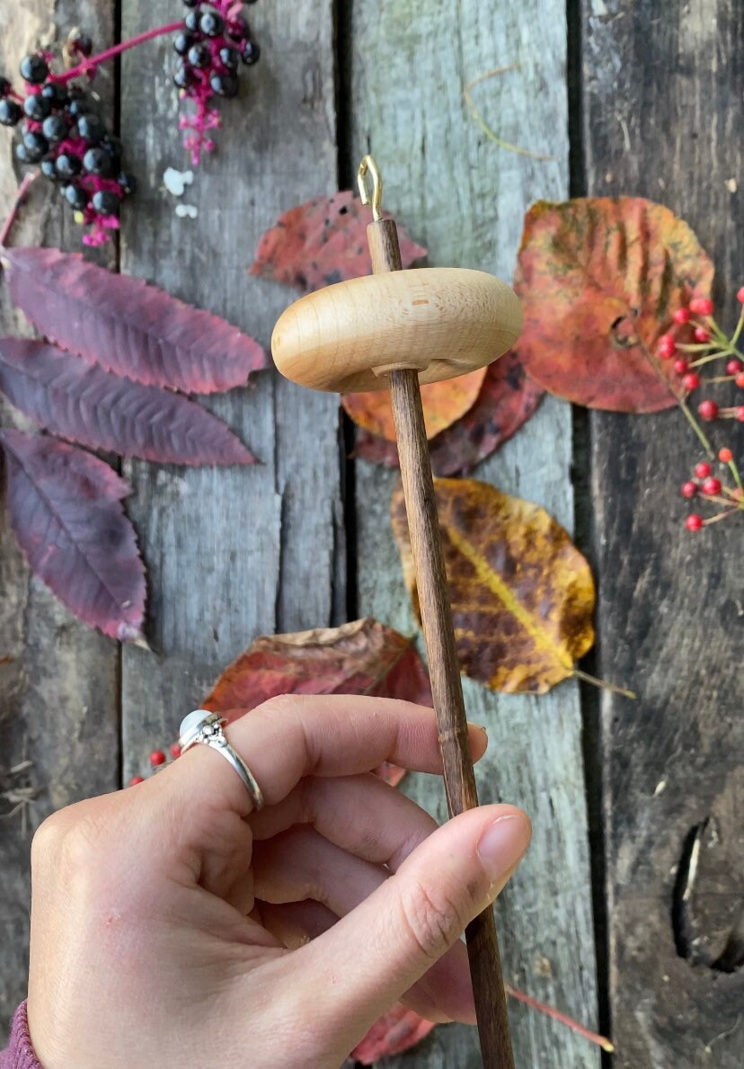 Autumn Dark Lace Wooden Drop Spindle Top Whorl Drop Spindle - Etsy