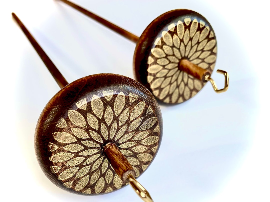 Golden Starflower Wooden Drop Spindle, Top Whorl Drop Spindle, Wood ...