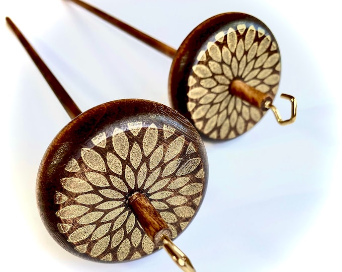 Golden Starflower Wooden Drop Spindle, Top Whorl Drop Spindle, Wood ...