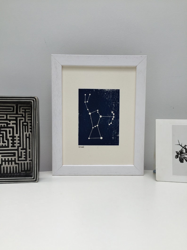Framed Orion Constellation Print. Unique Original Woodblock Print. 8 X ...
