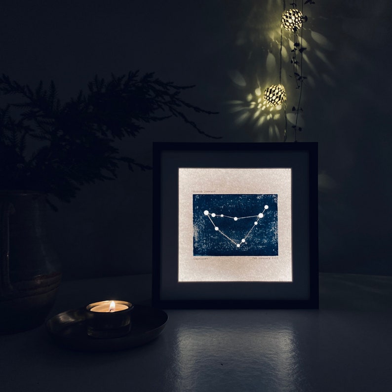 Capricorn Constellation Light Box Personalised Gift Nursery Lamp Sidelight Illuminated Woodblock ...