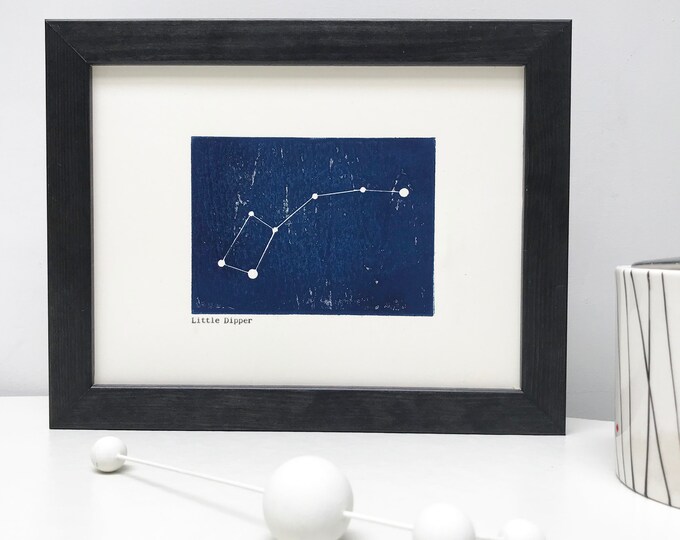 Little Dipper Star Constellation Woodblock Framed Print. Unique Hand ...