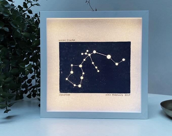 Personalised Star Sign Light Box Night Light Illuminated Constellation ...