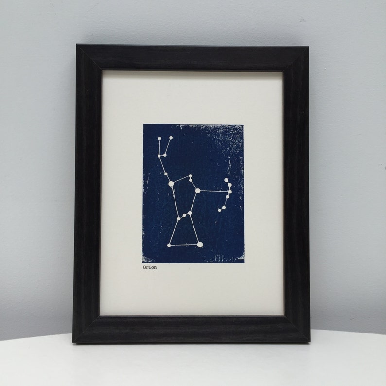 Framed Orion Constellation Print. Unique Original Woodblock Print. 8 X ...