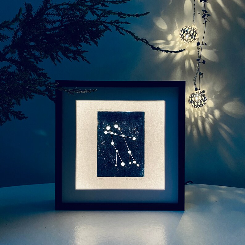 Gemini Constellation Light Box Personalised Gift Nursery Lamp Sidelight ...
