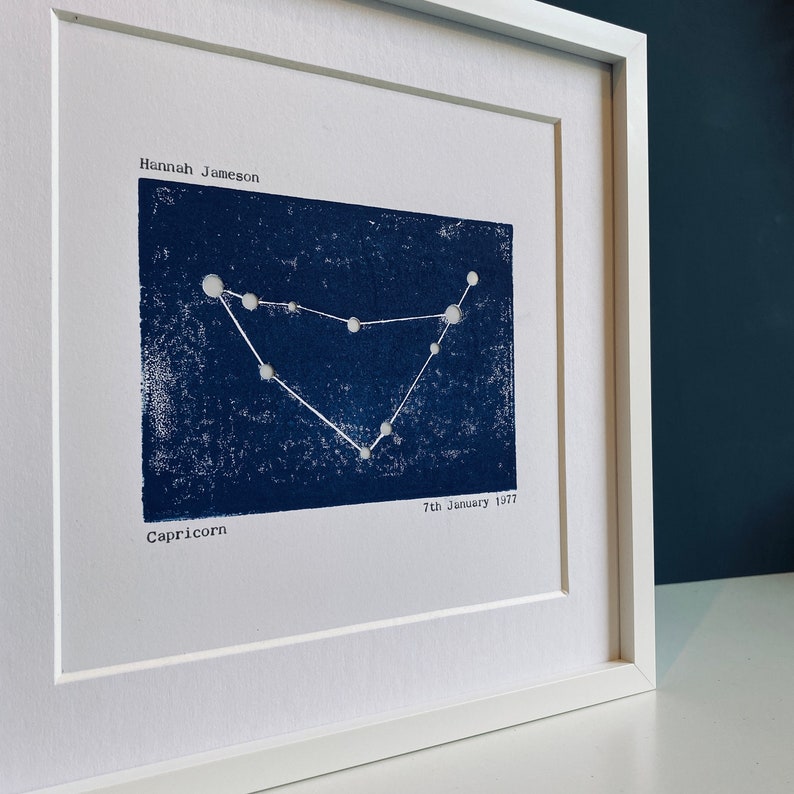 Capricorn Constellation Light Box Personalised Gift Nursery Lamp Sidelight Illuminated Woodblock ...