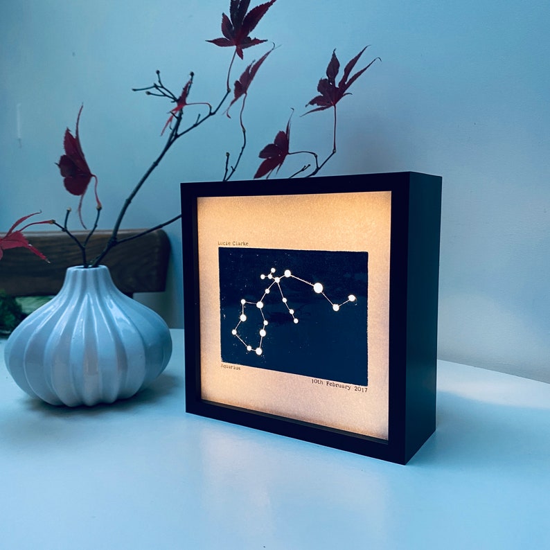 Personalised Star Sign Light Box Night Light Illuminated - Etsy