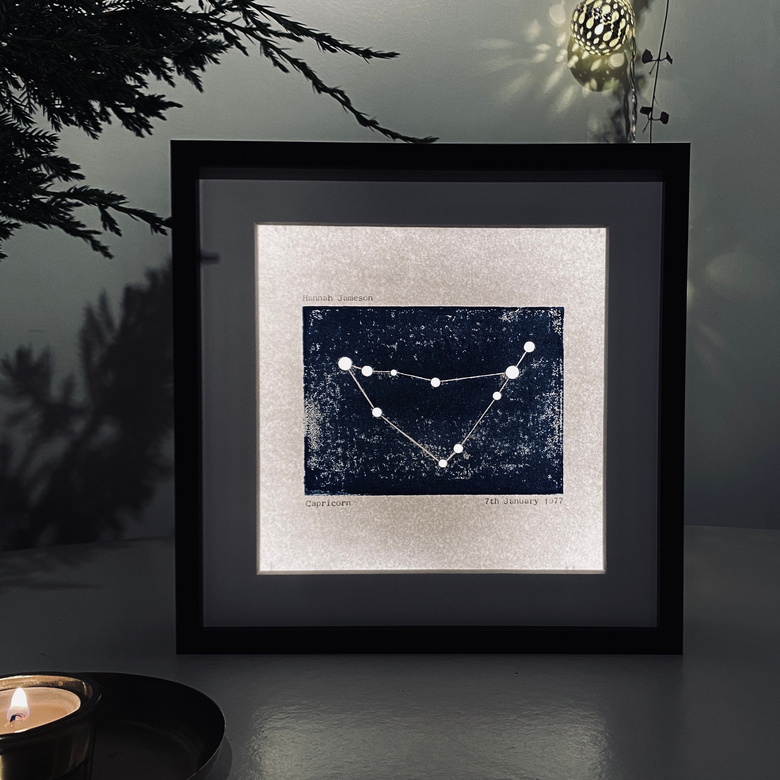 Capricorn Constellation Light Box Personalised Gift Nursery Lamp Sidelight Illuminated Woodblock ...